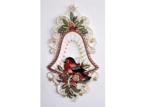 4028298295416 - Fensterbild STICKEREIEN PLAUEN Vogel in Glocke Fensterbilder Gr B L 20 cm x 37 cm bunt Fensterdekoration Dekohänger