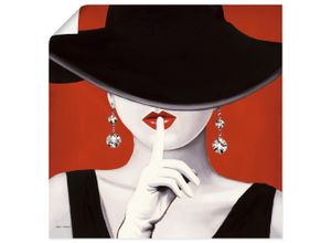 4055327728720 - Wandbild ARTLAND Hut ab I Bilder Gr B H 40 cm x 40 cm Poster Frau quadratisch 1 St rot Bild Poster Bilder als Leinwandbild Wandaufkleber oder in versch Größen