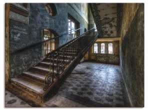 4055327771061 - Wandbild ARTLAND Lost Place - Treppen Bilder Gr B H 40 cm x 30 cm Leinwandbild Architektonische Elemente Querformat 1 St grau Bild Leinwandbild Kunstdrucke Bilder gedruckt
