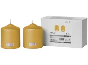 4042911725029 - Stumpenkerze FINK CANDLE gold (goldfarben) H10cm Ø8cm Kerzen 4042911725029 - Stumpenkerze FINK CANDLE gold (goldfarben) H10cm Ø8cm Kerzen