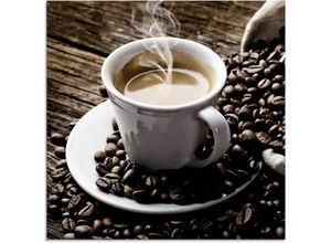 4058661618931 - Glasbild ARTLAND Heißer Kaffee - dampfender Kaffee Bilder Gr B H 20 cm x 20 cm Getränke 1 St braun Glasbilder Bilder