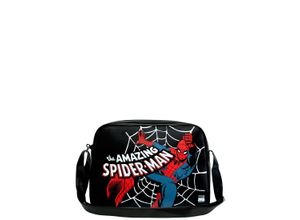 4045846298064 - Schultertasche LOGOSHIRT Spider-Man Damen Gr B H T 37cm x 28cm schwarz Lederimitat bedruckt Taschen mit Spider-Man-Logo