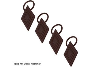 4016318289835 - Gardinenring Liedeco Gardinenstangen (Packung 4-St mit Dekoklammer) für Gardinenstangen Ø 16 mm braun