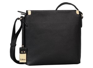 4251234496275 - Umhängetasche GABOR Gela Damen Gr B H T 25cm x 235cm x 65cm schwarz Polyurethan Polyurethan (PU) clean gepflegt unifarben Taschen genarbtes Lederimitat mit schmückenden Metallecken hochwertiges Logo