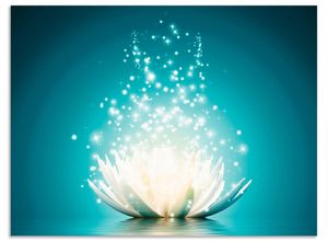 4057738378150 - Wandbild ARTLAND Magie der Lotus-Blume Bilder Gr B H 40 cm x 30 cm Alu-Dibond-Druck Blumen Querformat 1 St blau Bild Poster Bilder als Alubild Leinwandbild Wandaufkleber oder in versch Größen