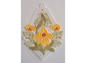 4028298293597 - Fensterbild STICKEREIEN PLAUEN Lilienzeit Gr 1 bunt (weiß bunt) B15cm H27cm Polyester Fensterbilder