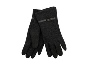 4042663344134 - Fleecehandschuhe CAPELLI NEW YORK Damen Gr M-L grau (anthrazit meliert) Feinstrick Wollmischung meliert Handschuhe mit Zierriemen