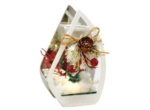 4019844717599 - Teelichthalter IGEA Deko-Objekt mit LED Licht und Teelichtkerze rot (burgund) B6cm H20cm Glas Kerzenhalter Tanne Zapfen Beeren Kerzenhalter Weihnachtsdeko Dekoobjekt