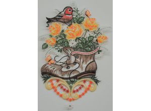 4028298306310 - Fensterbild STICKEREIEN PLAUEN Pflanzschuh mit Vogel Fensterbilder Gr B L 22 cm x 32 cm bunt (grün orange braun) Fensterdekoration Dekohänger 4028298306310 - Fensterbild STICKEREIEN PLAUEN Pflanzschuh mit Vogel Fensterbilder Gr B L 22 cm x 32 cm bunt (grün orange braun) Fensterdekoration Dekohänger