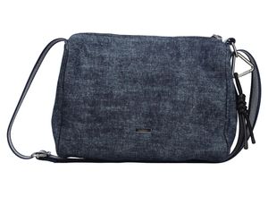 4061811541850 - Schultertasche RIEKER Damen Gr B H T 25cm x 18cm x 12cm blau (jeansblau) Textil Taschen Umhängetasche Damen-Handtasche mit abnehmbarem Logo-Anhänger