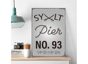 4067437340389 - Metallbild QUEENCE Sylt Pier Bilder Gr B H 30 cm x 45 cm Metallbild Meer Bilder Hochformat 1 St schwarz Metallbilder Stahlschilder