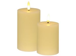 4019844816810 - LED-Kerze IGEA LED Echtwachskerze 2er Set beige (creme) B8cm H125cm Ø8cm Wachs Kerzen Mit Timer Flackernd Stumpenkerze Adventskerzen Adventskranz