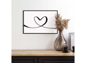 8714597654097 - Bild mit Rahmen REINDERS Heart Lines schwarz (farbe bild(er) schwarz) B30cm H20cm T16cm Holzwerkstoff Bilder