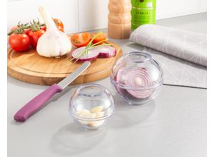 4029845145512 - Frischhaltedose RUCO transparent Ø9cm Kunststoff Lebensmittelaufbewahrungsbehälter Frischhaltekugeln für Zwiebeln und Knoblauch