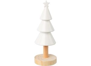 4064118999225 - Dekobaum CREATIV DECO Weihnachtsdeko Dekofiguren Gr H 2500 cm weiß Dekoweihnachtsbäume aus Keramik und Holz