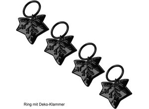 4016318289767 - Gardinenring Blatt Liedeco Gardinenstangen (Packung 4-St mit Dekoklammer) für Gardinenstangen Ø 16 mm schwarz 4016318289767 - Gardinenring Blatt Liedeco Gardinenstangen (Packung 4-St mit Dekoklammer) für Gardinenstangen Ø 16 mm schwarz
