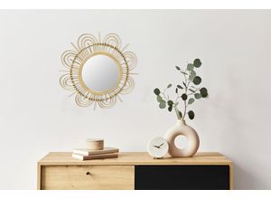 4063074539308 - Wandspiegel KAYOOM Rattan Spiegel Aina 325 Gr B H 51 cm x 51 cm Ø 51 cm beige (natur) Wandspiegel