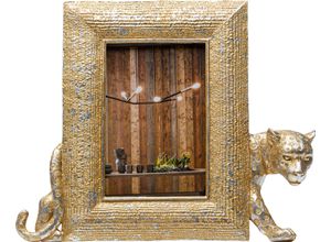 4025621535683 - Einzelrahmen DESIGN Bilderrahmen Leopard gold (goldfarben) B285cm H25cm T45cm Glas Polyresin Bilderrahmen