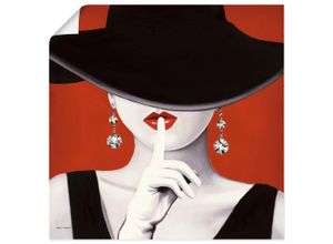 4055327728737 - Wandbild ARTLAND Hut ab I Bilder Gr B H 50 cm x 50 cm Poster Frau quadratisch 1 St rot Bild Poster Bilder als Leinwandbild Wandaufkleber oder in versch Größen