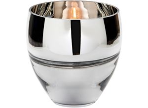 4042911161735 - Teelichthalter FINK RILA Kerzenhalter Gr H 18 cm silberfarben Windlichter Laternen Kerzenhalter aus Glas mundgeblasen auch als Vase verwendbar