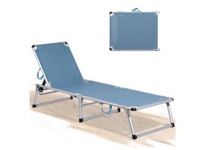 4260517301052 - HOMECALL Strandliege Leicht Alu Sonnenliege 5 fach Verstellbare Rückenlehne bis 120KG Blau