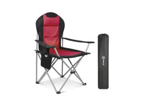 4260517524253 - HOMECALL Klappbar Campingstuhl Hochlehner Angelstuhl mit Getränkehalter rot schwarz