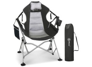 4250902904128 - HOMECALL Campingstuhl Stühleschaukelstuhl Faltbare Hängestuhl (Biz 180 KG mit verstellbarer Rückenlehne Lordosenstütze und Kopfstütze) Schwarz