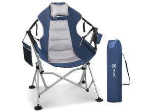 4250902904111 - HOMECALL Campingstuhl Stühleschaukelstuhl Faltbare Hängestuhl (Biz 180 KG mit verstellbarer Rückenlehne Lordosenstütze und Kopfstütze) Dunkelblau