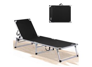 4260517524130 - HOMECALL Strandliege Leicht Alu Sonnenliege 5 fach Verstellbare Rückenlehne mit Sonnenschutzdach bis 120KG Grau