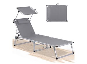 4260517524147 - HOMECALL Strandliege Leicht Alu Sonnenliege 5 fach Verstellbare Rückenlehne bis 120KG schwarz