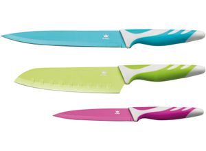 4019256001903 - Messer-Set KING bunt Edelstahl Kochmesser-Sets mit beschichteten Klingen 3-teilig