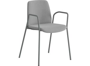 7333362004083 - Stuhl Helmer Sitz Lehne gepolstert VE 4 Stk Sitz hellgrau Gestell silber mit Armlehnen kaiserkraft