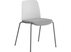 7333362004861 - Stuhl Helmer Sitz gepolstert Lehne Kunststoff VE 4 Stk Sitz weiß hellgrau Gestell silber kaiserkraft