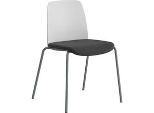 7333362004830 - Stuhl Helmer Sitz gepolstert Lehne Kunststoff VE 4 Stk Sitz weiß schwarz Gestell silber kaiserkraft