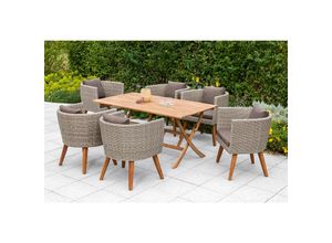 4033662987804 - Gartenmöbelset Imperia 7tlg Aluminium Kunststoffgeflecht Akazie beige
