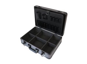 4010537146122 - HMF 14601-02 Alu Werkzeugkoffer leer Universalkoffer verstellbare Facheinteilung Werkzeugbox 46 x 15 x 33 cm