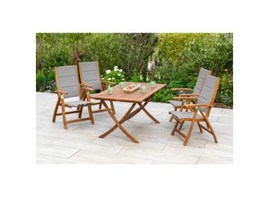 4033662986616 - Gartenmöbelset Acapulco 5tlg Akazie Textil natur grau