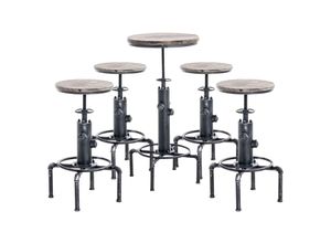 4251756481612 - Industrial Bartisch Set Lynton I 4 x Metall Barhocker und 1 x Bartisch I Barhocker und Stehtisch mit Holz Akzenten