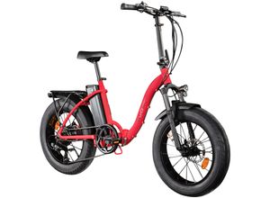 4255676607091 - Agon Aurevia E Bike Klapprad 20 Zoll Pedelec für Damen Herren 155 - 195 cm Elektrofahrrad Faltrad 7 Gang Fatbike StVZO rot