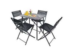 4051814442278 - 5-tlg Gartenmöbel Set Sitzgruppe Essgruppe 1xTisch 4x Klappstühle Tisch Maße ca H 72 x B 80 x T 55 cm Garten Set – Sumila 80x55