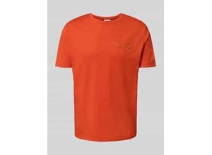 7325708305640 - Regular Fit T-Shirt mit Label-Stitching und Rundhalsausschnitt