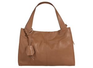 4260543063375 - Shopper CLUTY Damen Gr B H T 40cm x 28cm x 11cm onesize braun (cognac) Leder leicht glänzend unifarben Taschen echt Leder Made in Italy