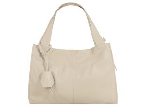 4260543063382 - Shopper CLUTY Damen Gr B H T 40cm x 28cm x 11cm onesize beige Leder leicht glänzend unifarben Taschen echt Leder Made in Italy