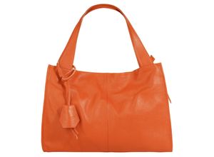 4260543063443 - Shopper CLUTY Damen Gr B H T 40cm x 28cm x 11cm onesize orange Leder leicht glänzend unifarben Taschen echt Leder Made in Italy