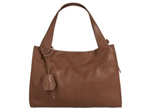 4260543063450 - Shopper CLUTY Damen Gr B H T 40cm x 28cm x 11cm onesize braun Leder leicht glänzend unifarben Taschen echt Leder Made in Italy
