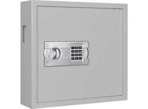 4011238018220 - Schlüsselschrank SLE 80 für die Wandmontage 80 Haken mit Einwurfschlitz Türanschlag rechts Elektronikschloss mit Batterien inkl Verankerungsmaterial B 460 x T 130 x H 430 mm Stahlblech lichtgrau RAL 7035