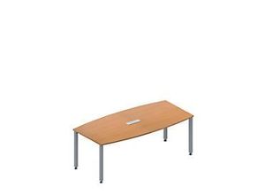 4251898816761 - Genius Konferenztisch MODENA FLEX 3-fach Tischanschlussfeld Boot 4-Fuß Quadratrohr B 2000 x H 720-840 mm Buche weißaluminium