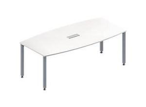 4251898816822 - Genius Konferenztisch MODENA FLEX 3-fach Tischanschlussfeld Boot 4-Fuß Quadratrohr B 2000 x H 720-840 mm weiß weißaluminium 4251898816822 - Genius Konferenztisch MODENA FLEX 3-fach Tischanschlussfeld Boot 4-Fuß Quadratrohr B 2000 x H 720-840 mm weiß weißaluminium