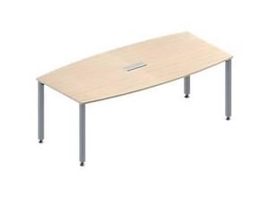 4251898816730 - Genius Konferenztisch MODENA FLEX 3-fach Tischanschlussfeld Boot 4-Fuß Quadratrohr B 2000 x H 720-840 mm Ahorn weißaluminium