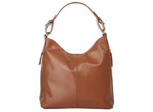 4260543058807 - Henkeltasche SAMANTHA LOOK Damen Gr B H T 30cm x 30cm x 12cm onesize braun (cognac) Leder glänzend Taschen echt Leder Made in Italy